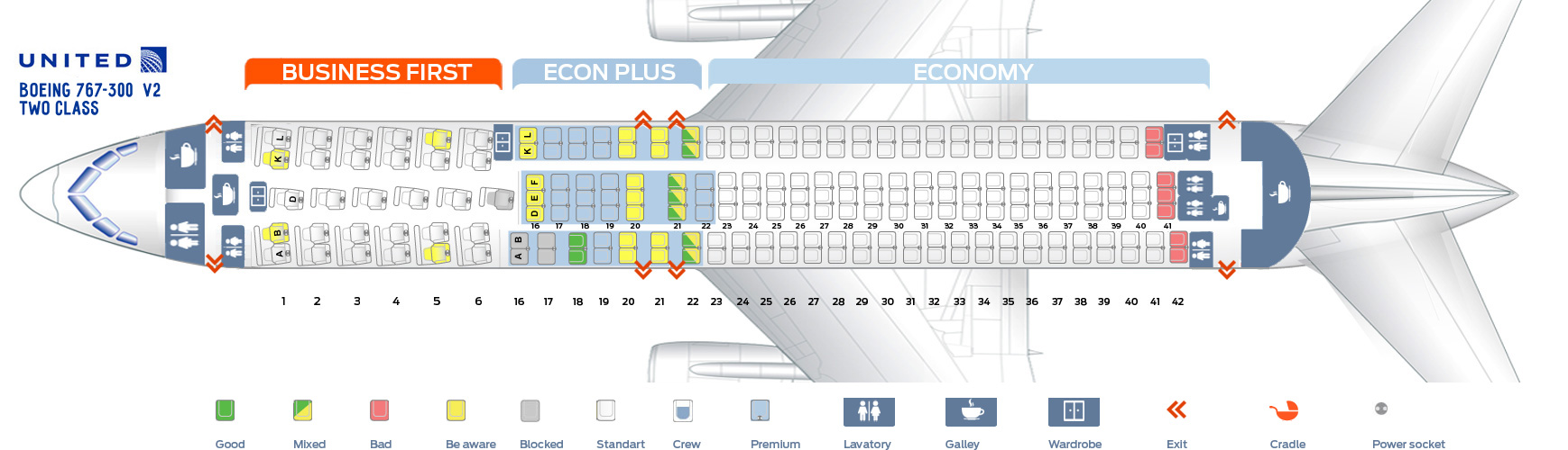 Seat Map Boeing 767 300 United Airlines Best Seats In Plane
