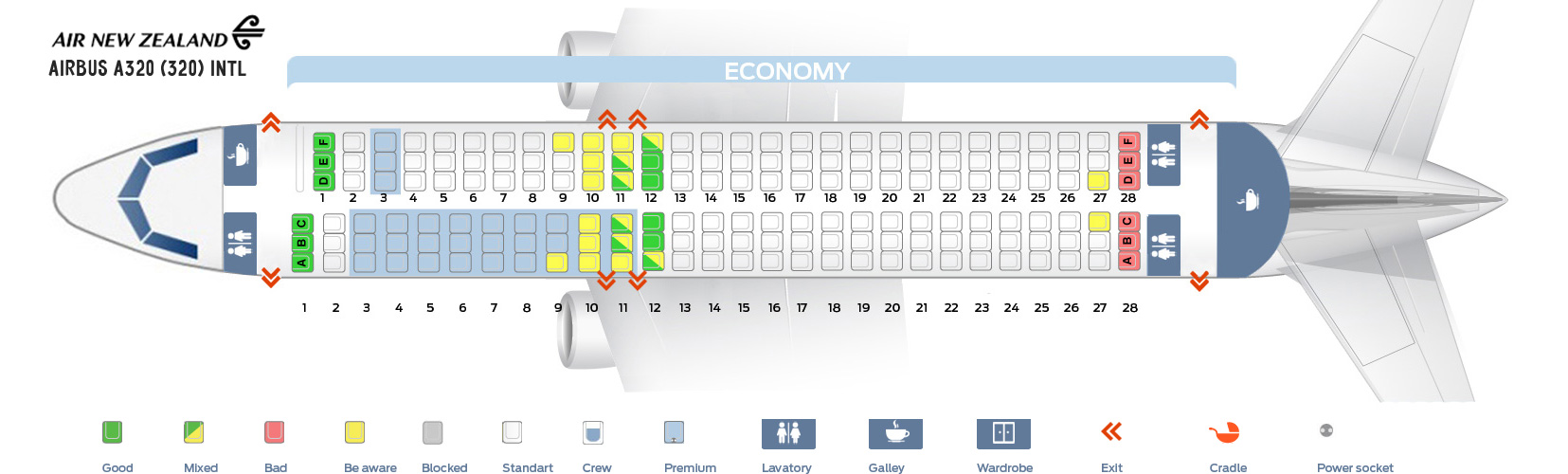 Seat Map Airbus A320 200 Air New Zealand Best Seats In The Plane