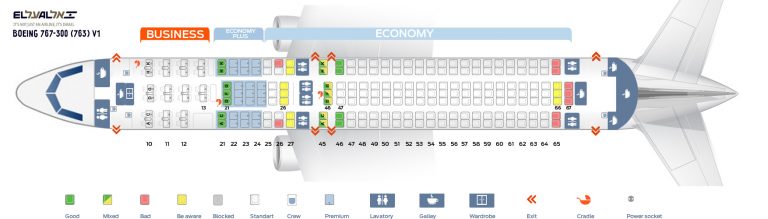 Seat map Boeing 767-300 El Al. Best seats in the plane
