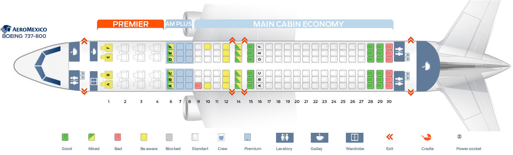 Seat Map Boeing 737 800 Aeromexico Best Seats In The Plane